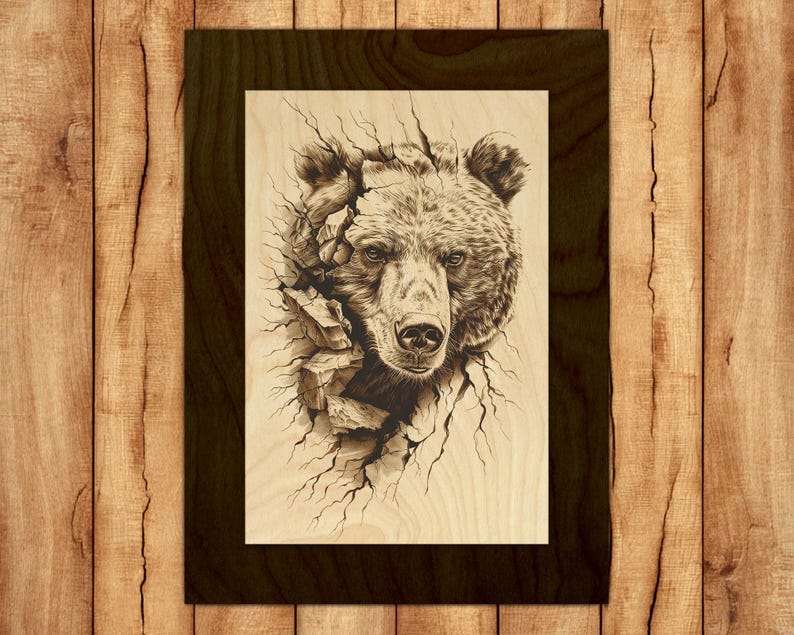 Bear Laser Engraving File, Wildlife Nature PNG, Ready to Engrave Design ...
