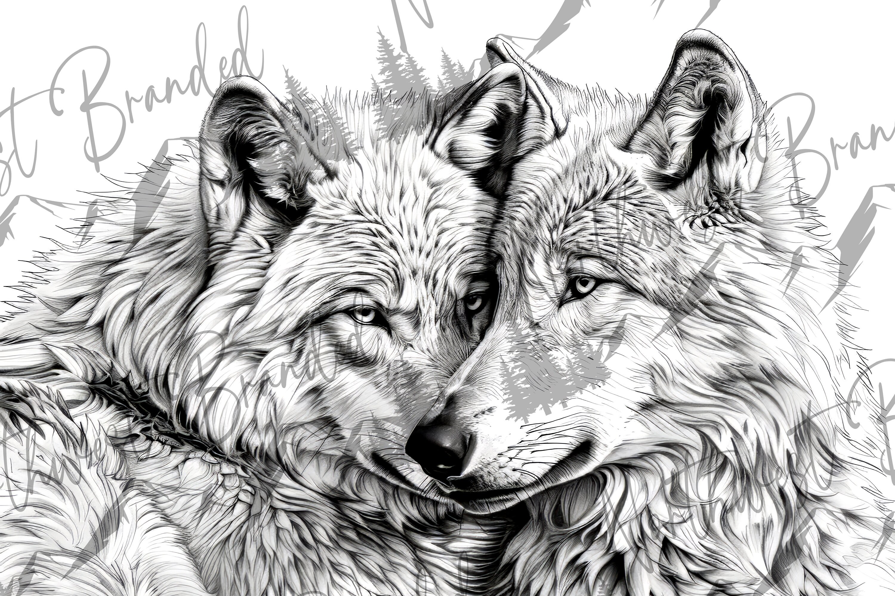 Wolf Pair Laser Engraving Design: Wildlife PNG JPEG (digital Download ...