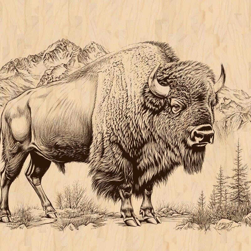 Bison Hand Drawing Svg - Etsy