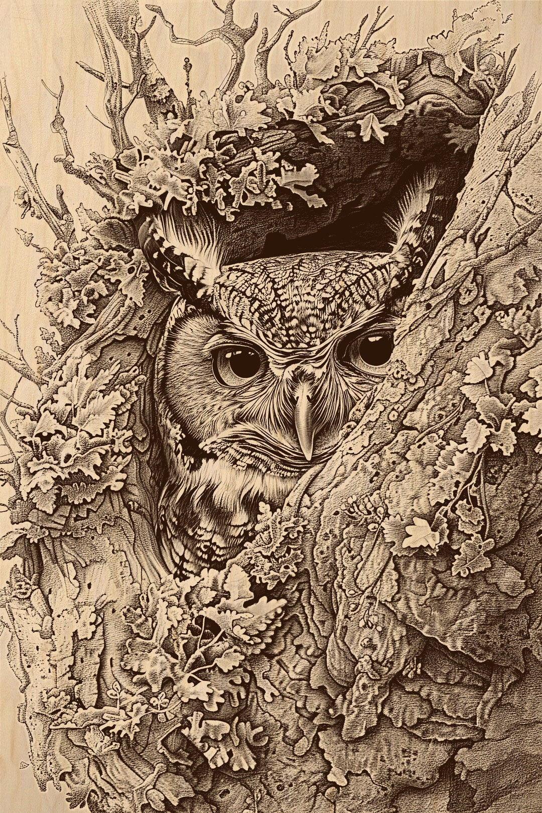 Owl Laser Engraving Design, Ready to Engrave PNG & JPEG, Wildlife Art ...