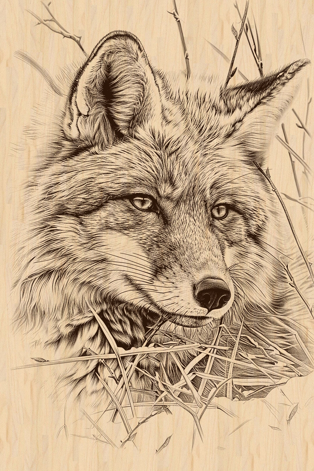 Detailed Fox Laser Engraving File: Wildlife Forest Animal (PNG & JPEG ...