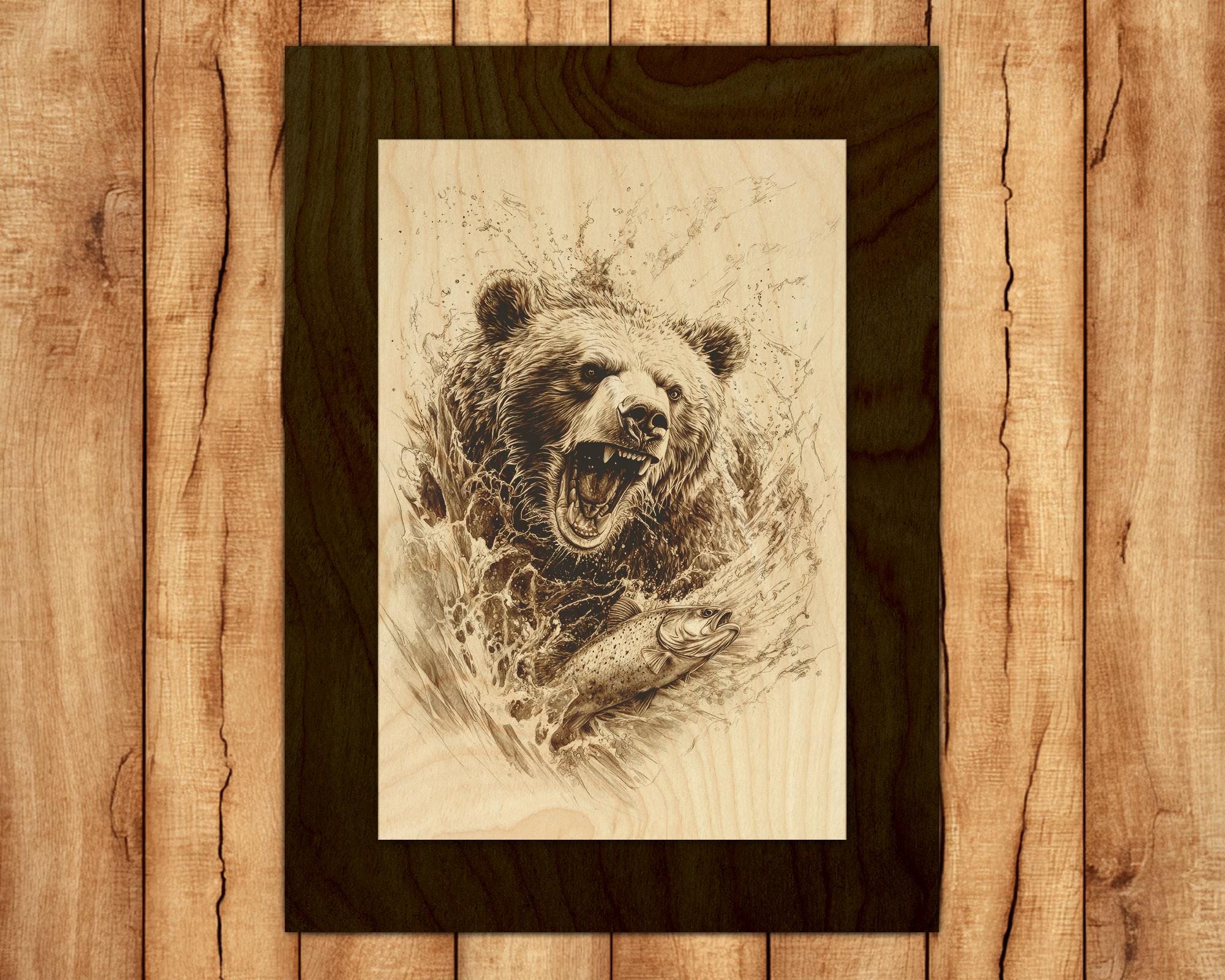 Grizzly Bear Laser Engraving File: Wildlife Art PNG (digital Download ...