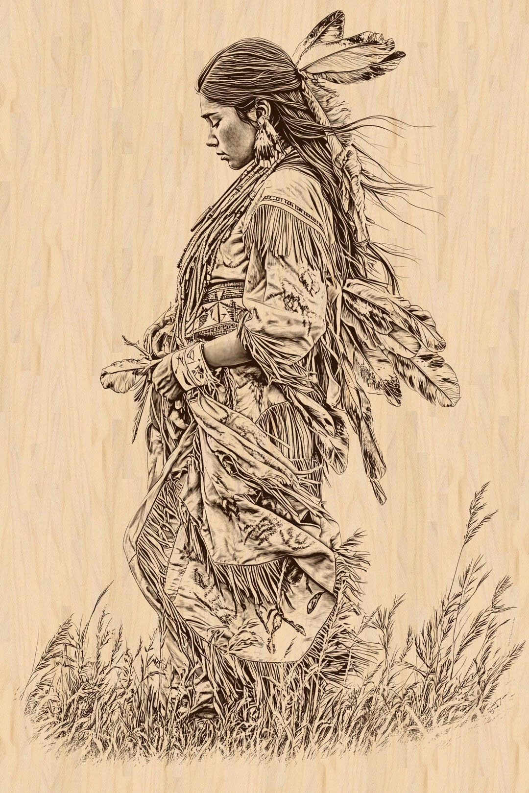 Native American Woman Laser Engraving File, Ready to Engrave PNG & JPEG ...