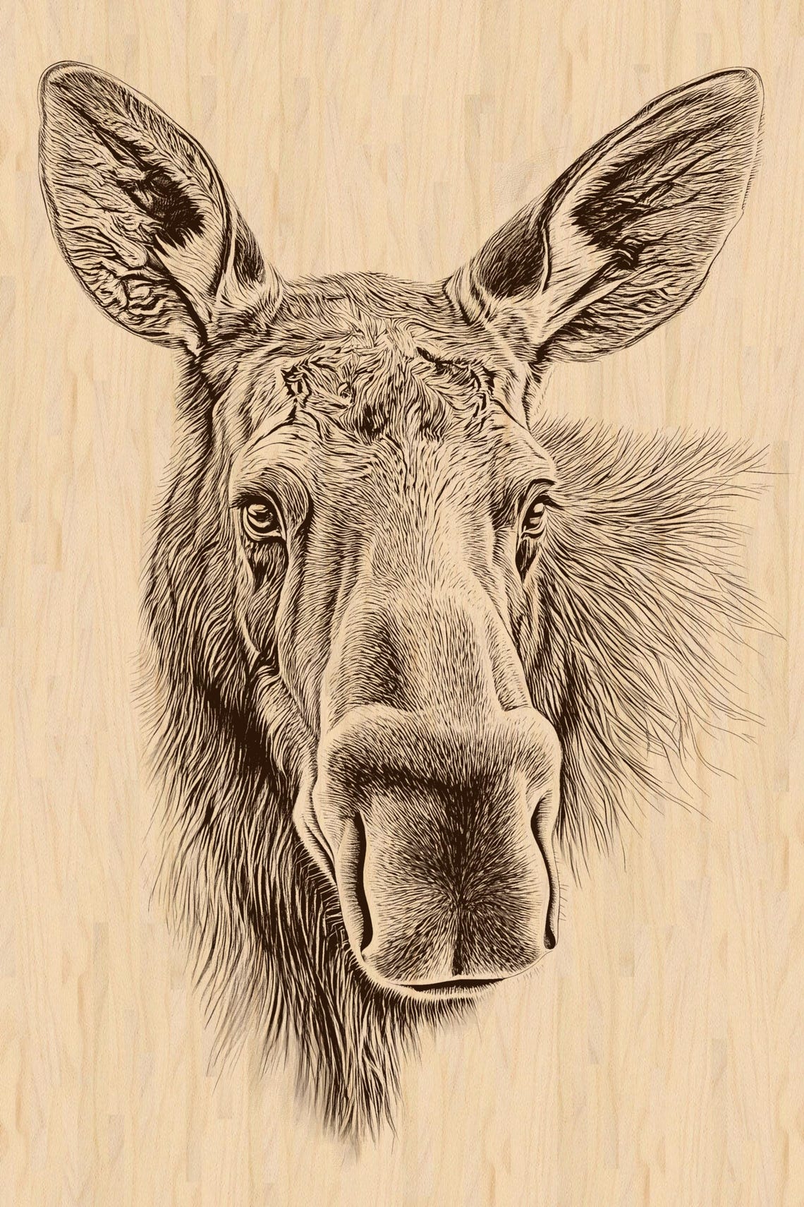 Moose Portrait Laser Engraving File: Rustic Wildlife Art (digital ...