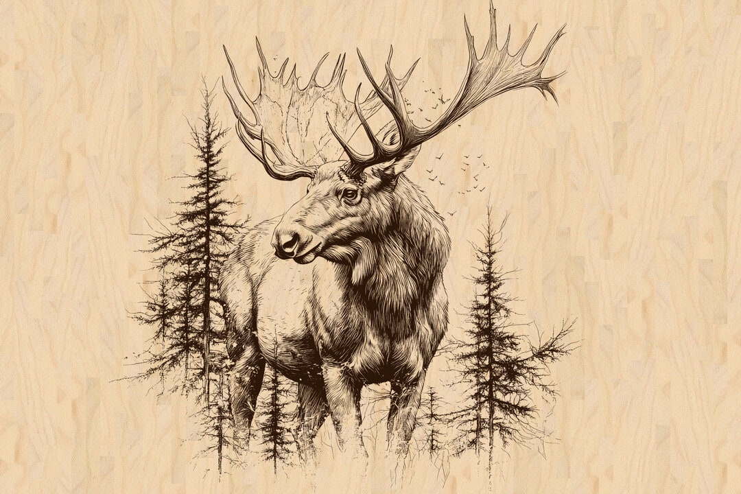 Laser Burn PNG | Moose |forest | Laser Engrave File | Laser Ready ...