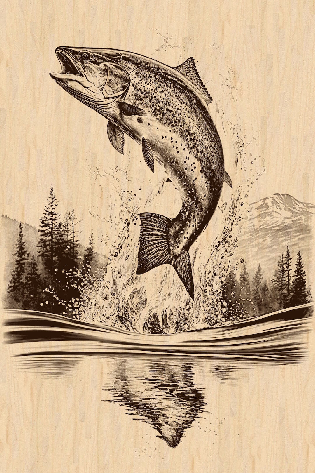Laser Burn PNG | Fish | Fishing | Trout | Engrave | Laser Ready ...