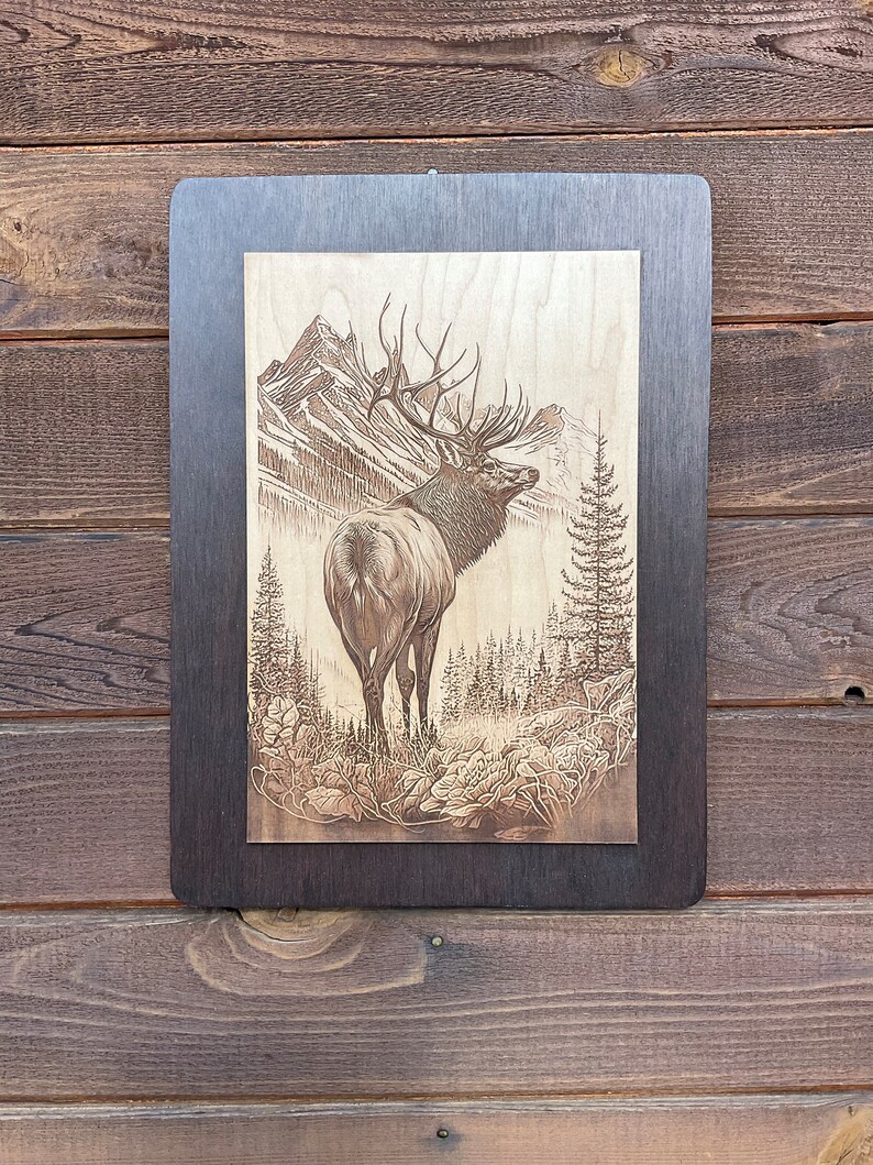 Elk Mountain PNG Beautiful Elk and Forest Engrave File Elk Hunter Decor ...