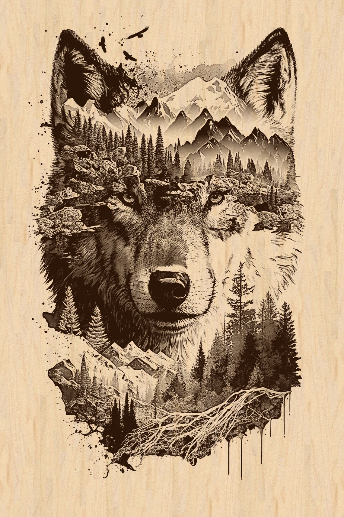 Laser Burn PNG Wolf Wolve Engrave Laser Ready Digital Design File ...