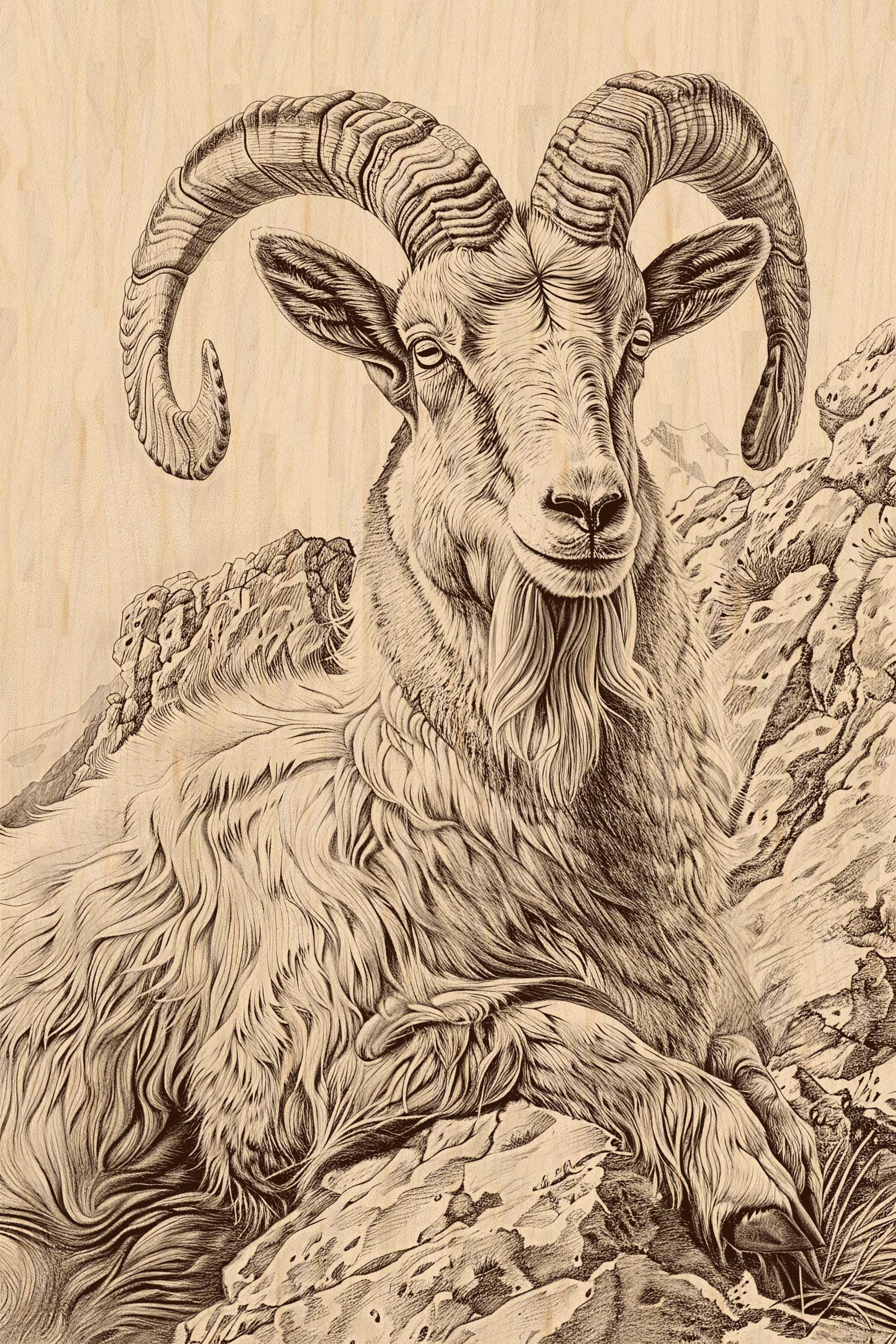 Laser Burn PNG Mountain Goat Ram Engrave Laser Ready Digital Design ...