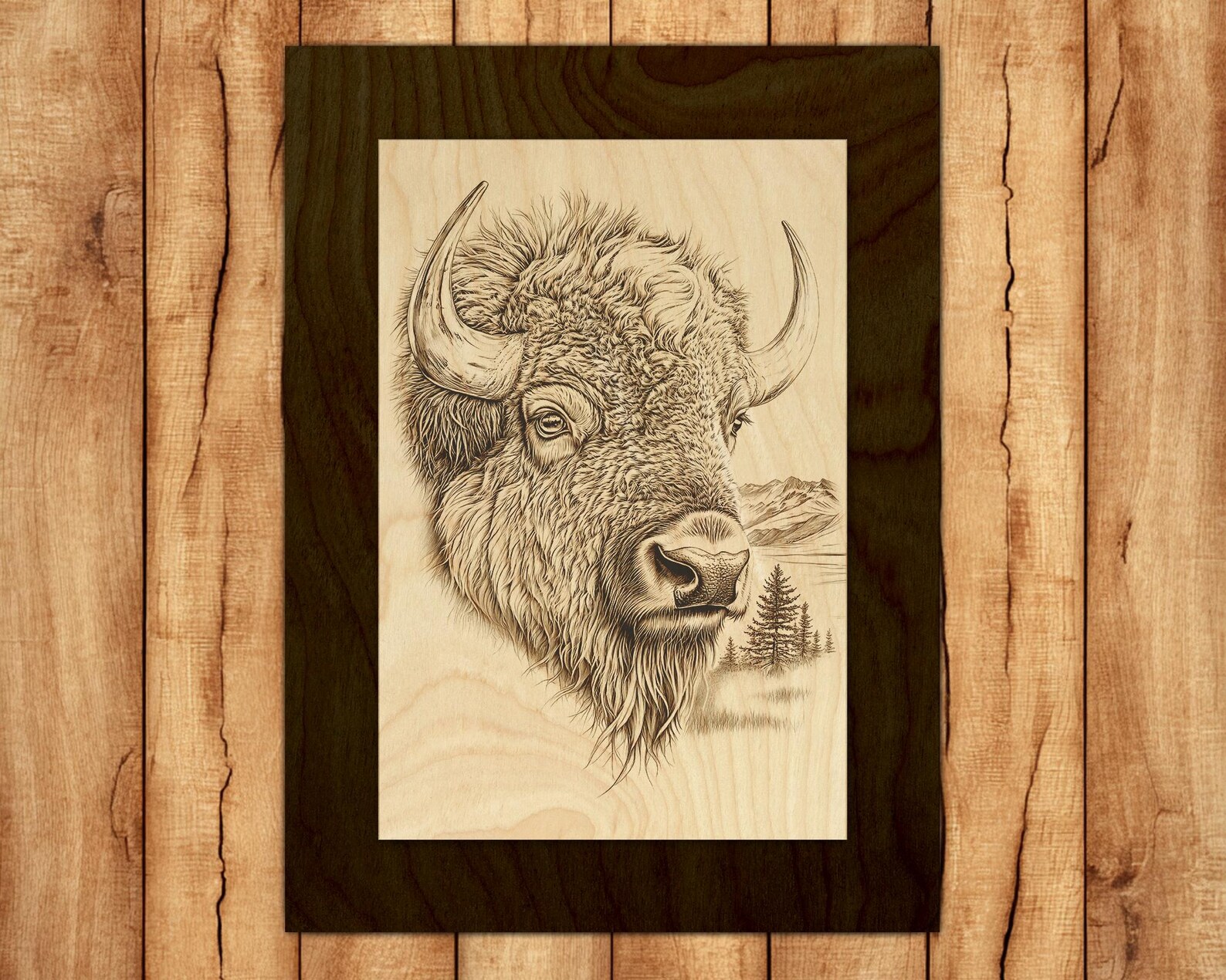 Bison Laser Engraving File: Mountain Wildlife Art (PNG & JPEG Digital ...
