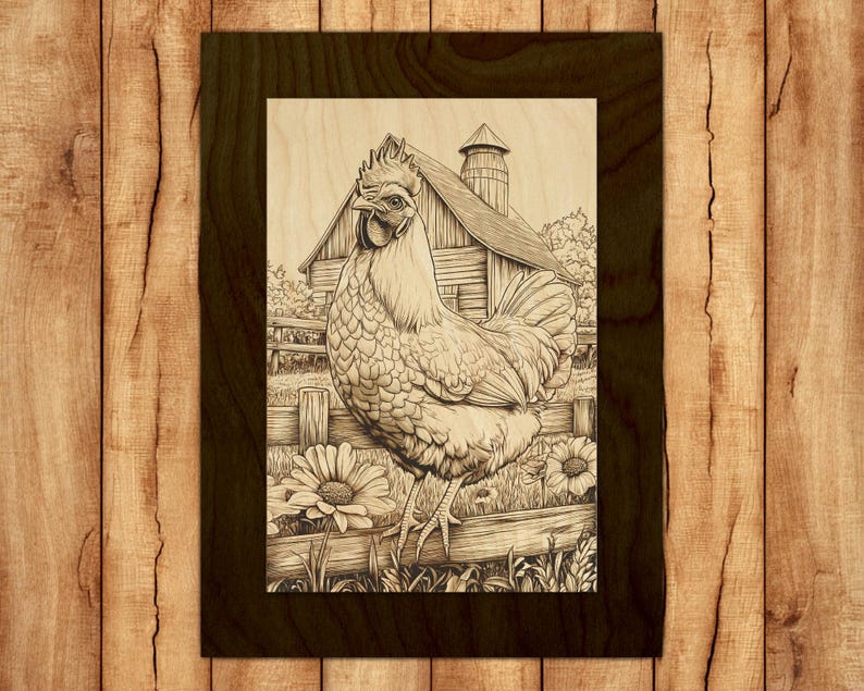 Chicken Laser Engraving File: Farmhouse Barn Art (digital Download) - Etsy