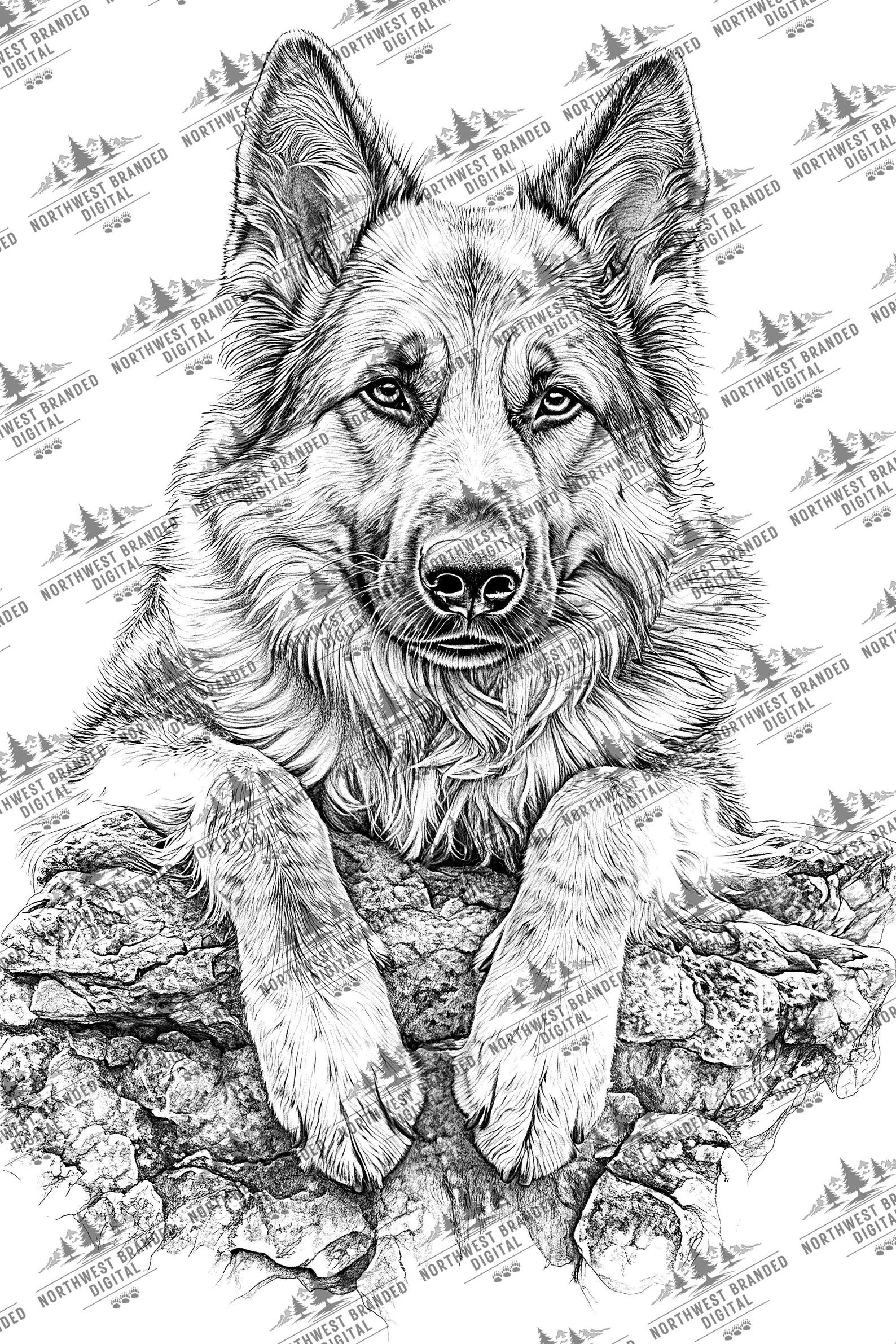 German Shepherd Laser Engraving File: Rustic Dog Art (PNG & JPEG ...