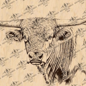 Longhorn Bull Laser Engraving: Rustic Farm Art (digital Download) - Etsy