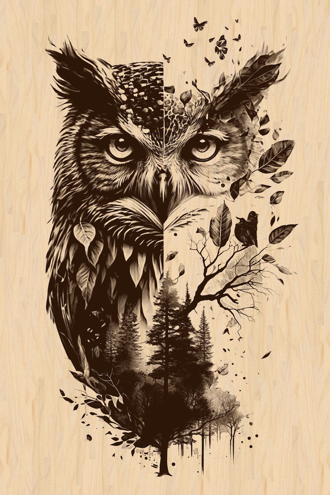Laser Burn PNG | Owl | Bird | Engrave | Laser Ready | Digital Design ...