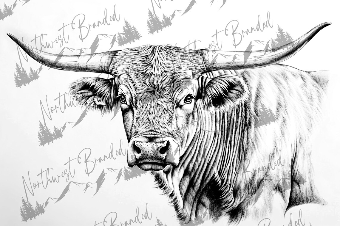 Longhorn Bull Laser Engraving: Rustic Farm Art (digital Download) - Etsy