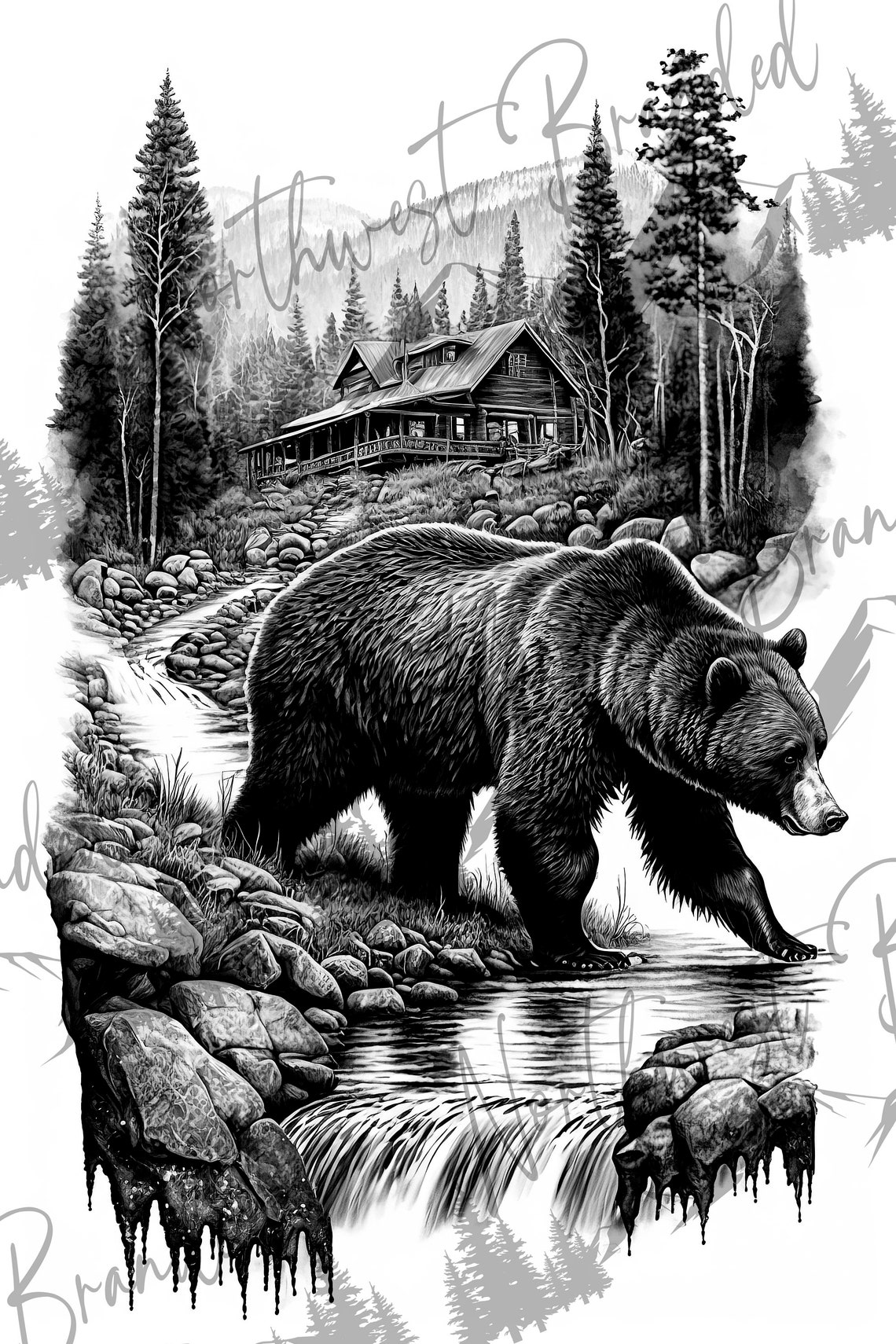 Laser Burn Bear PNG Beautiful Lake , Mountain Cabin ,forest Laser ...