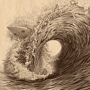 Surfing Laser Engraving File, Ready to Engrave PNG & JPEG, Ocean Wave ...