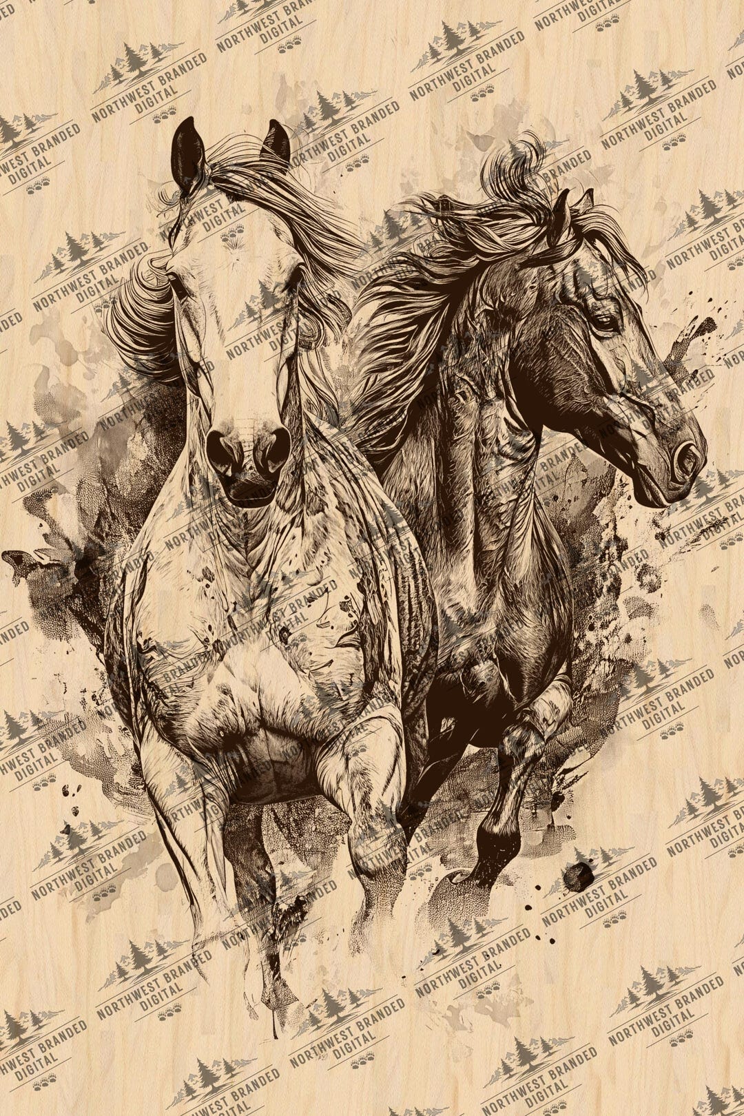 Running Horses Laser Engraving Design: Wild Horse Art (digital Download ...