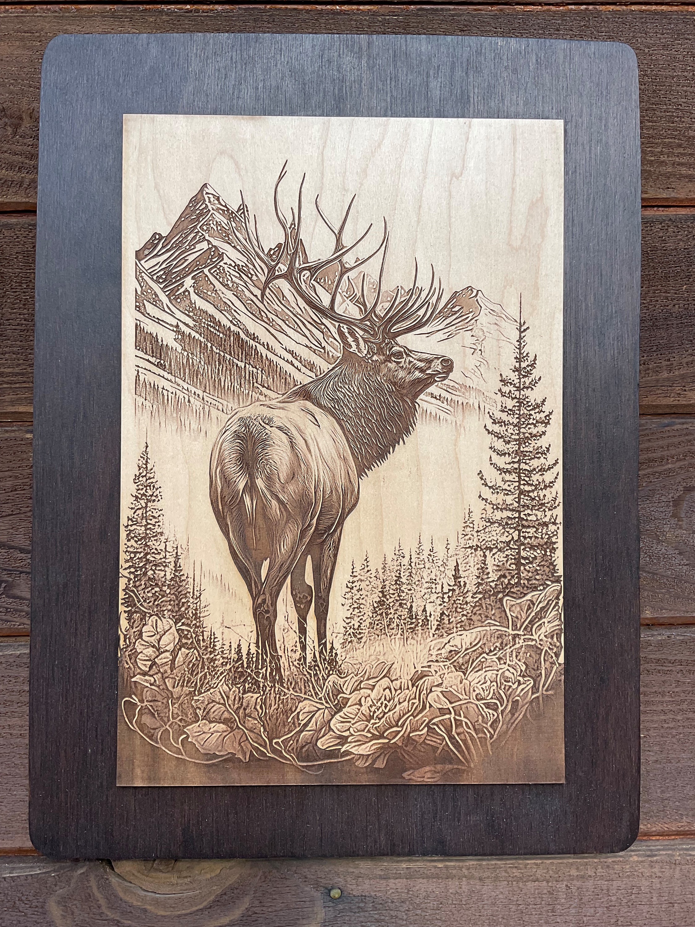 Elk Mountain PNG Beautiful Elk and Forest Engrave File Elk Hunter Decor ...