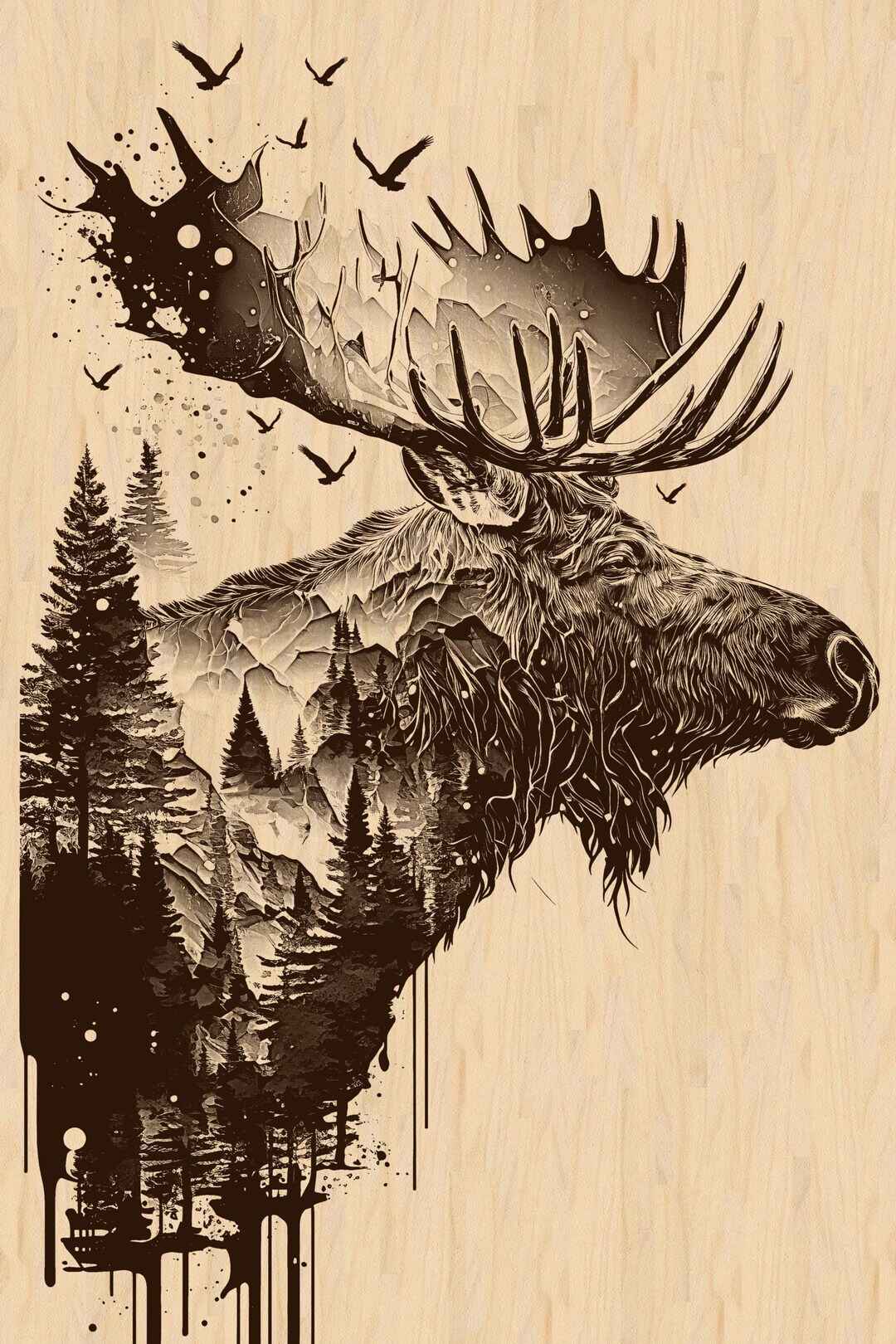 Moose Laser Engraving File: Wildlife Forest Art (digital Download) - Etsy