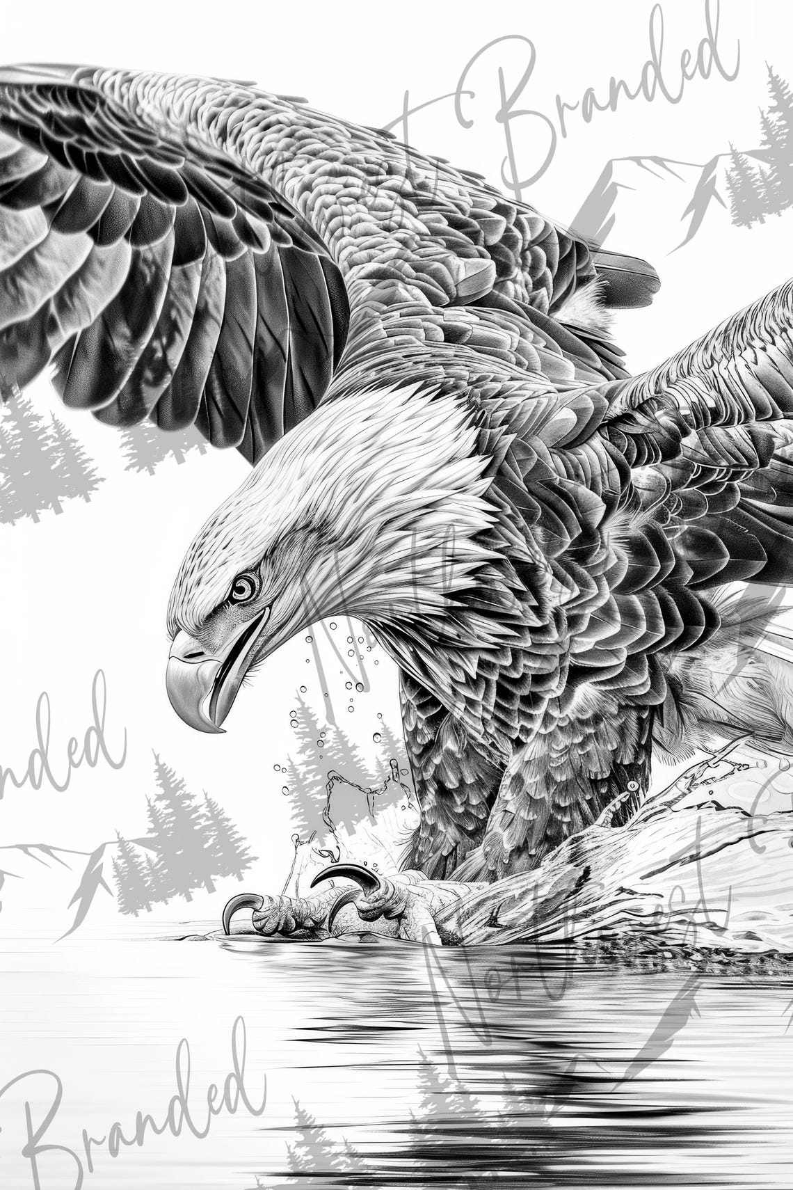 Bald Eagle Catching Fish Laser Engraving File (PNG, JPEG) - Etsy