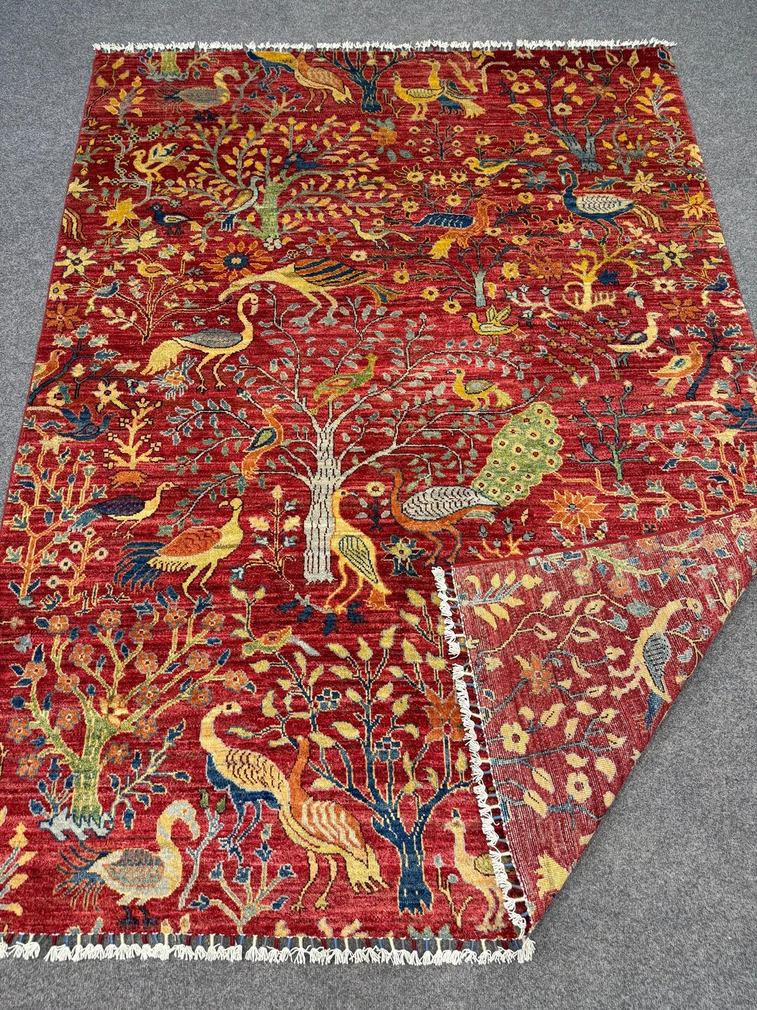 Afghan Sultani Pictorial Rug, 8x6 Ft, Animal Design, Hand-knotted Wool ...