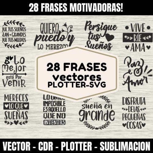 28 Frases Motivadoras vector / Frases Amor / cdr / svg / Frases Bonitas ...