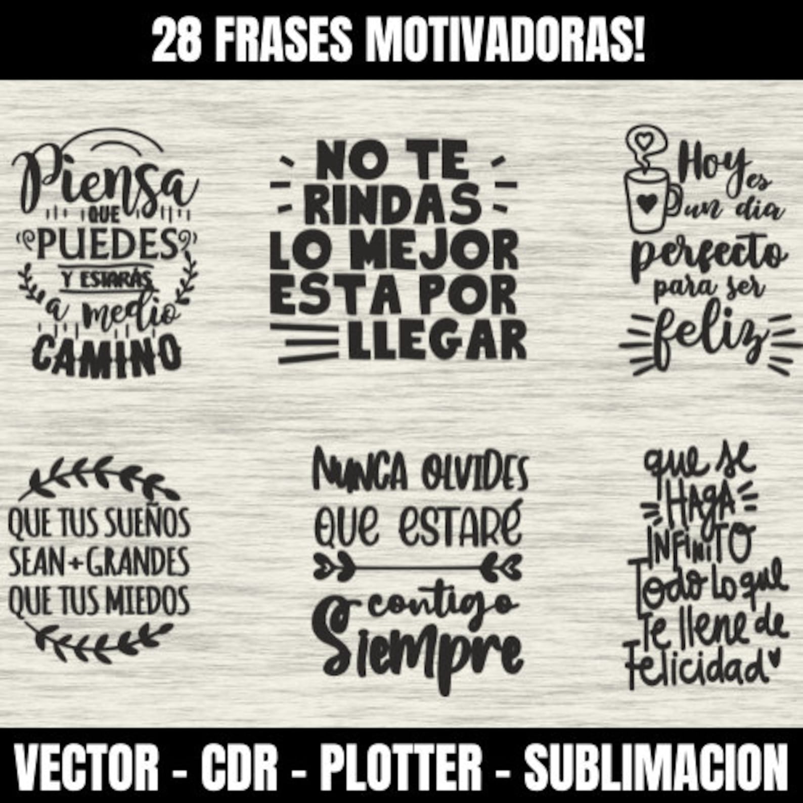 28 Frases Motivadoras vector / Frases Amor / cdr / svg / Frases Bonitas ...