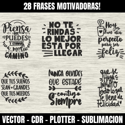 28 Frases Motivadoras vector / Frases Amor / cdr / svg / Frases Bonitas ...