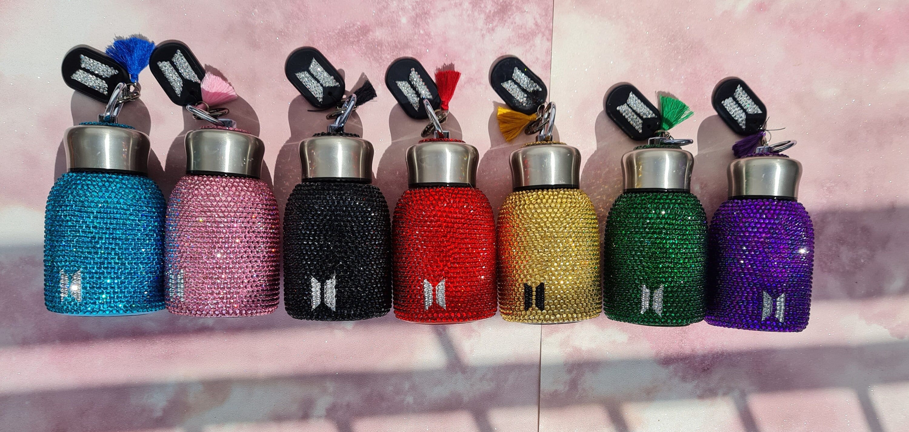 BTS Bangtan Boys Kpop Bling Rhinestone Flasks Bias 300ml Jungkook Jimin ...