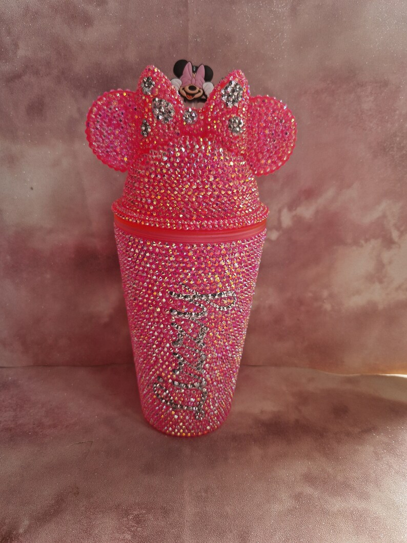 Custom Personalised Disney Minnie Mouse Bling Rhinestone Tumbler 500ml ...