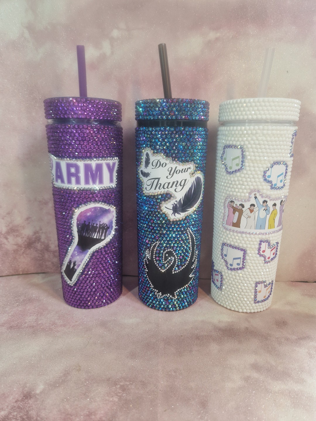 BTS Bangtan Boys Bling Rhinestone Tumbler Army Merch 500ml Borahae - Etsy