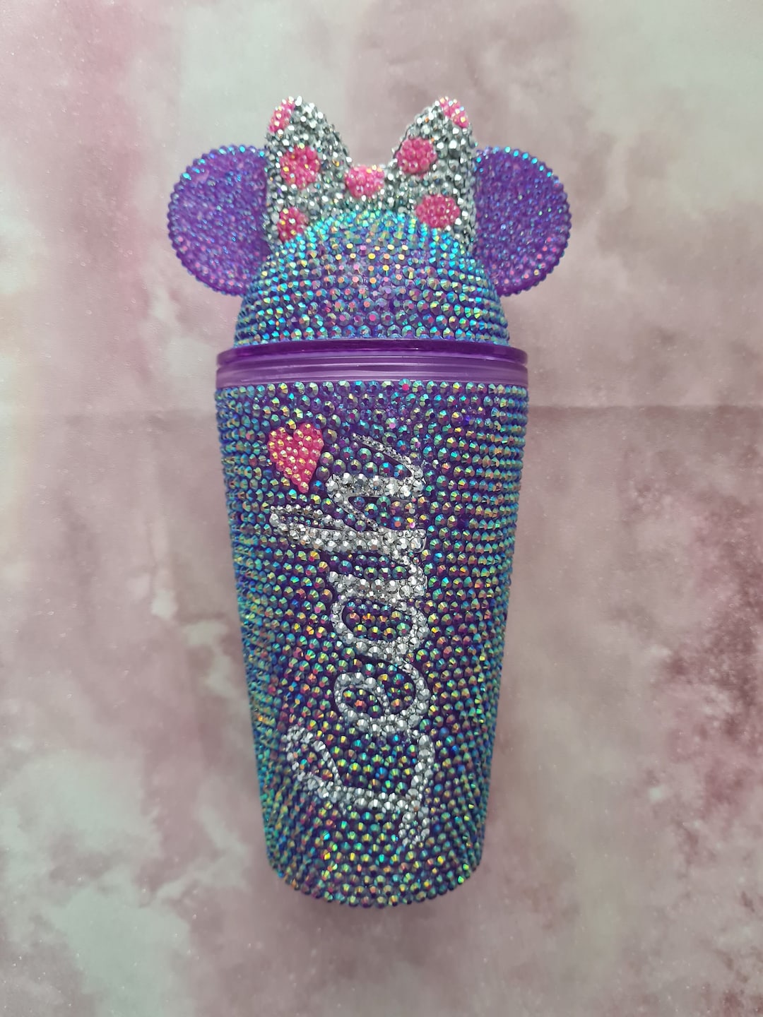 Custom Personalised Disney Minnie Mouse Bling Rhinestone Tumbler 500ml ...