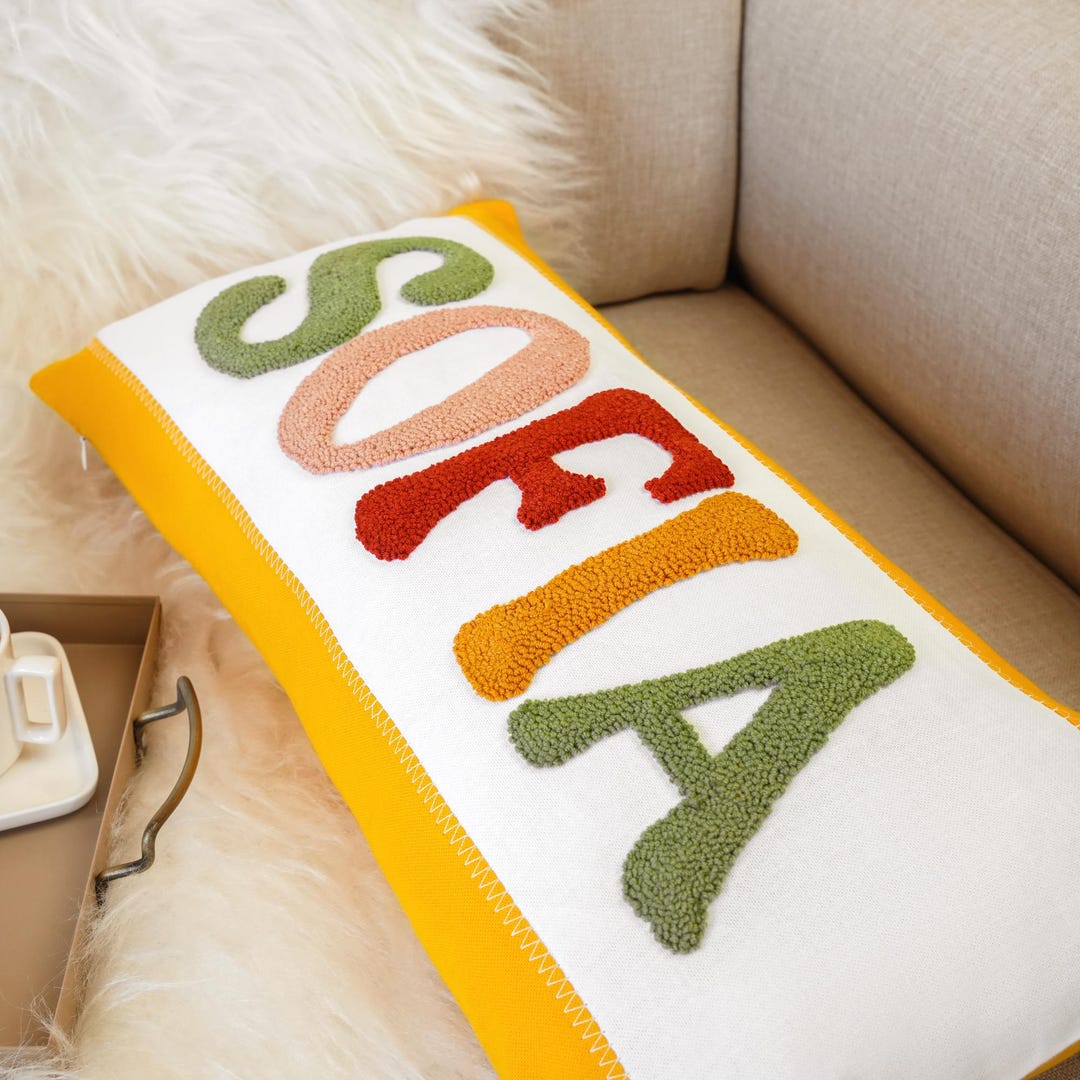 Personalized Baby Name Punch Needle Pillow, Personalized Gift Idea ...