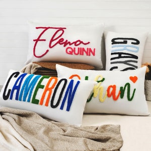 Custom Hand Embroidery Pillow, Personalized Punch Needle Pillow ...