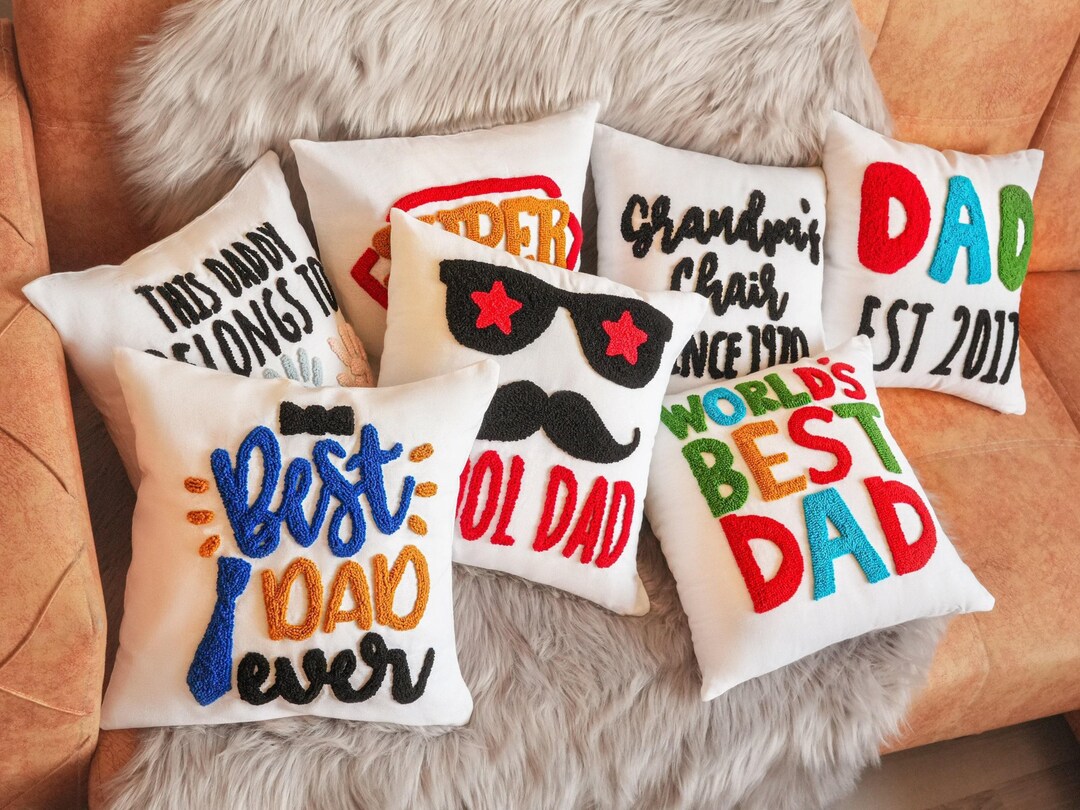 Fathers Day Embroidery Pillows, Gift for Dad, Papa Gift Idea, Custom ...