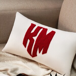 Wedding Monogram Punch Needle Embroidery Pillow, Custom Letter Monogram ...