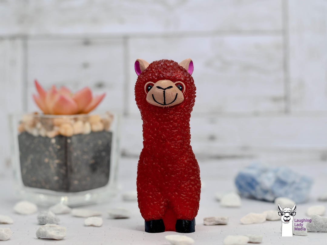 Deep Rustic Red Alpaca Figurine Unique Hand-painted Resin Llama Décor ...