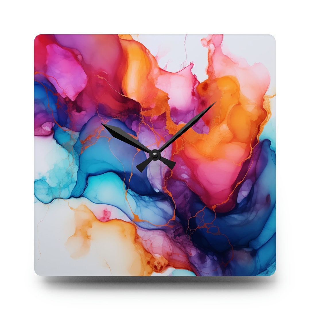 Colorful Alcohol Ink Wall Clocks Vibrant Decor Accents - Etsy