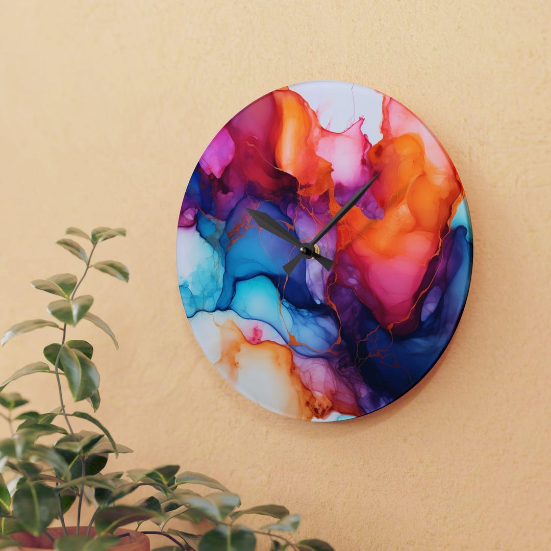 Artistic Alcohol Ink Inspired Wall Clocks Add a Splash of Color to Your ...