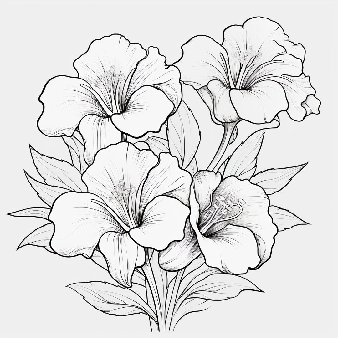 Flower Garden Coloring Book 20 Pages - Etsy