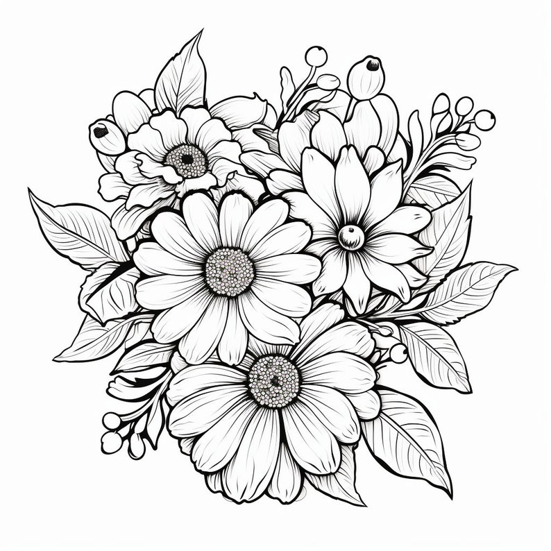Flower Garden Coloring Book 20 Pages - Etsy
