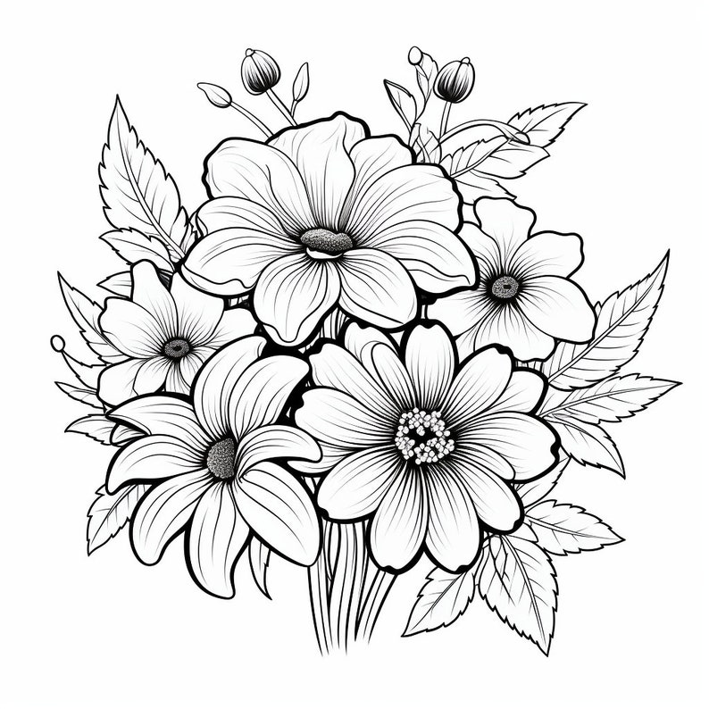 Flower Garden Coloring Book 20 Pages - Etsy