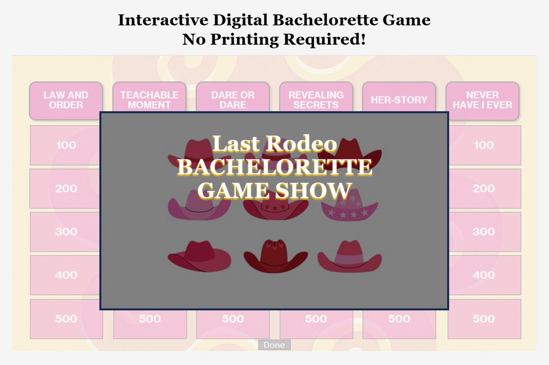 Last Rodeo Bachelorette Party Game! Bachelorette Gameshow - Etsy