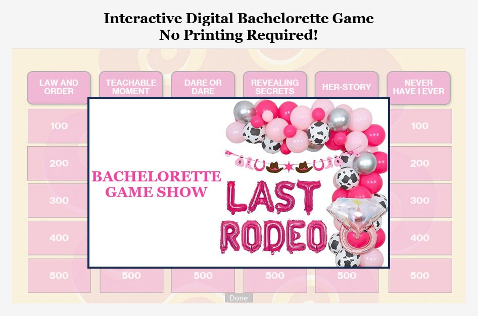 Last Rodeo Bachelorette Party Game Bachelorette Gameshow - Etsy Australia