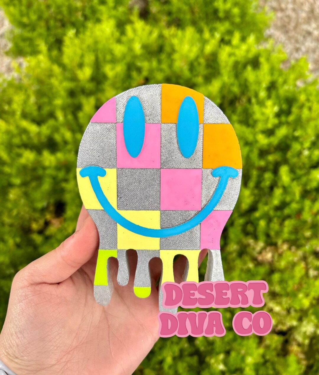 Checkered Drip Smiley Car Freshie - Etsy
