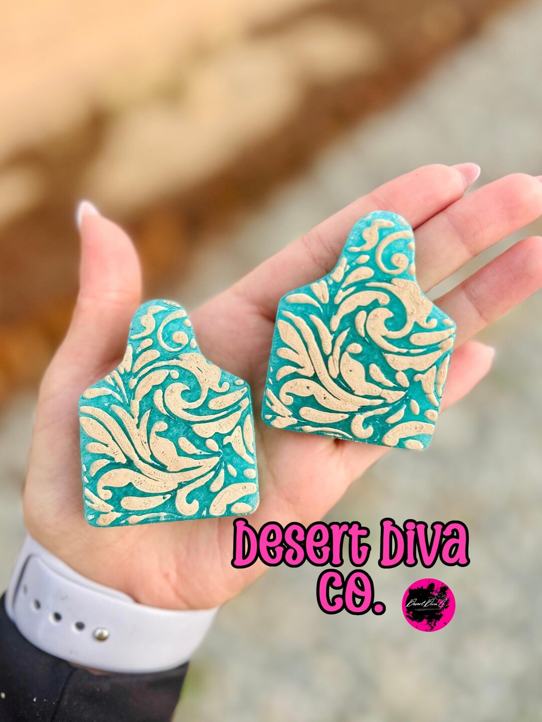 Tooled Leather Cow Tag Vent Clip Set - Etsy