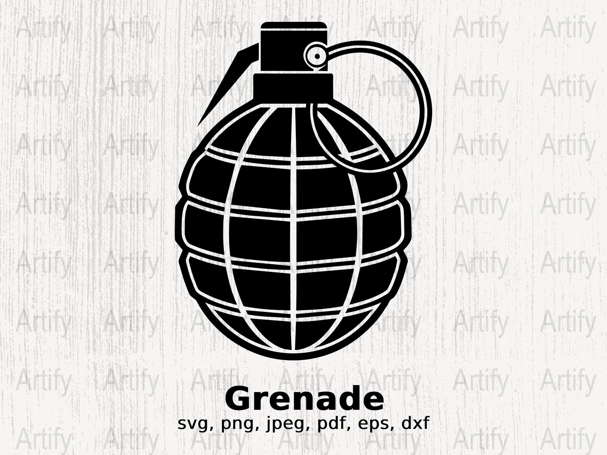 Grenade SVG Grenade Clipart, Wall Art, Military Theme Illustration ...