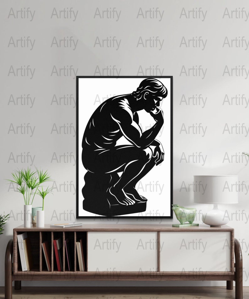 The Thinker Statue SVG, the Thinker Statue Vector Cutting Files for ...