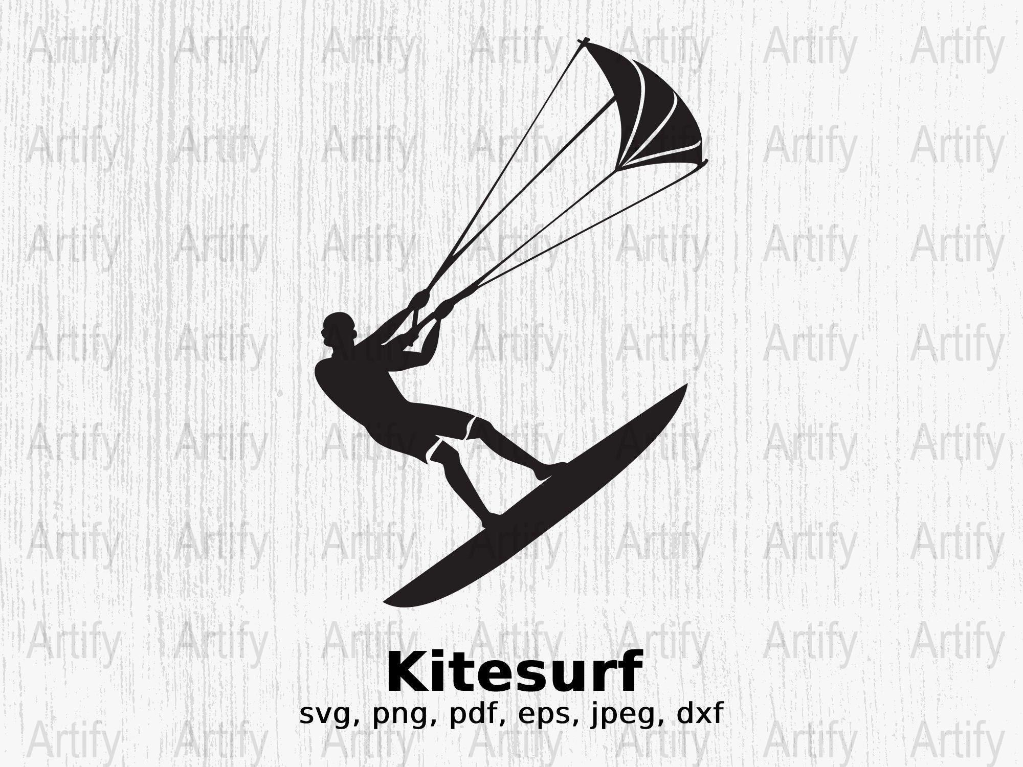 Kitesurfing SVG, Kitesurf Vector Cutting Files for Silhouette Cameo ...